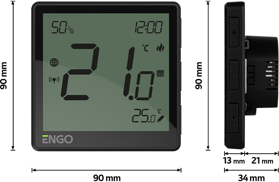 Engo Controls Engo EONE Zigbee laidinis termostatas juodas, modelis - EONE, žema kaina | Varle.lt