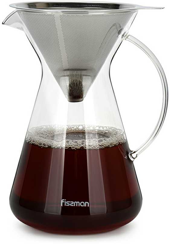 Fissman Stiklinis kavos indas POUR OVER 900ml su plieniniu filtru, žema ...