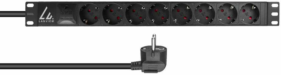 Lanview 16A with 8 x Schuko type,, modelis - LVR-3MSCH-SPD-SCH8, žema ...