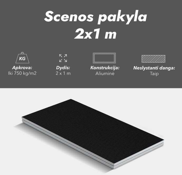 Scenos pakyla 2x1 m, žema kaina | Varle.lt