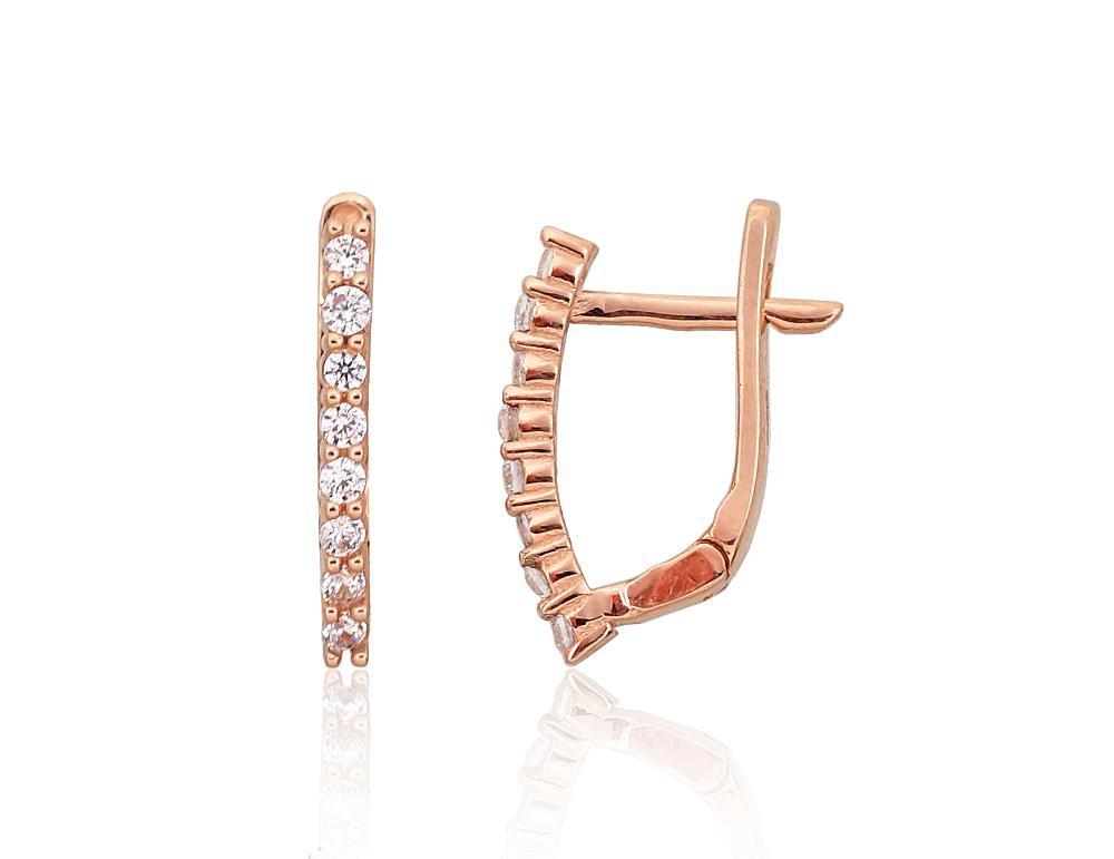 Auksiniai auskarai anglišku užsegimu, Raudonas Auksas, Cirkonai - 1.14 ...