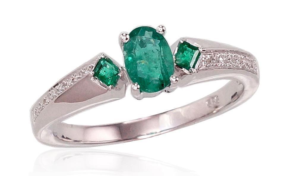 Pasipuosklt Auksinis žiedas su brangakmeniais. Metalas: Baltas Auksas ...