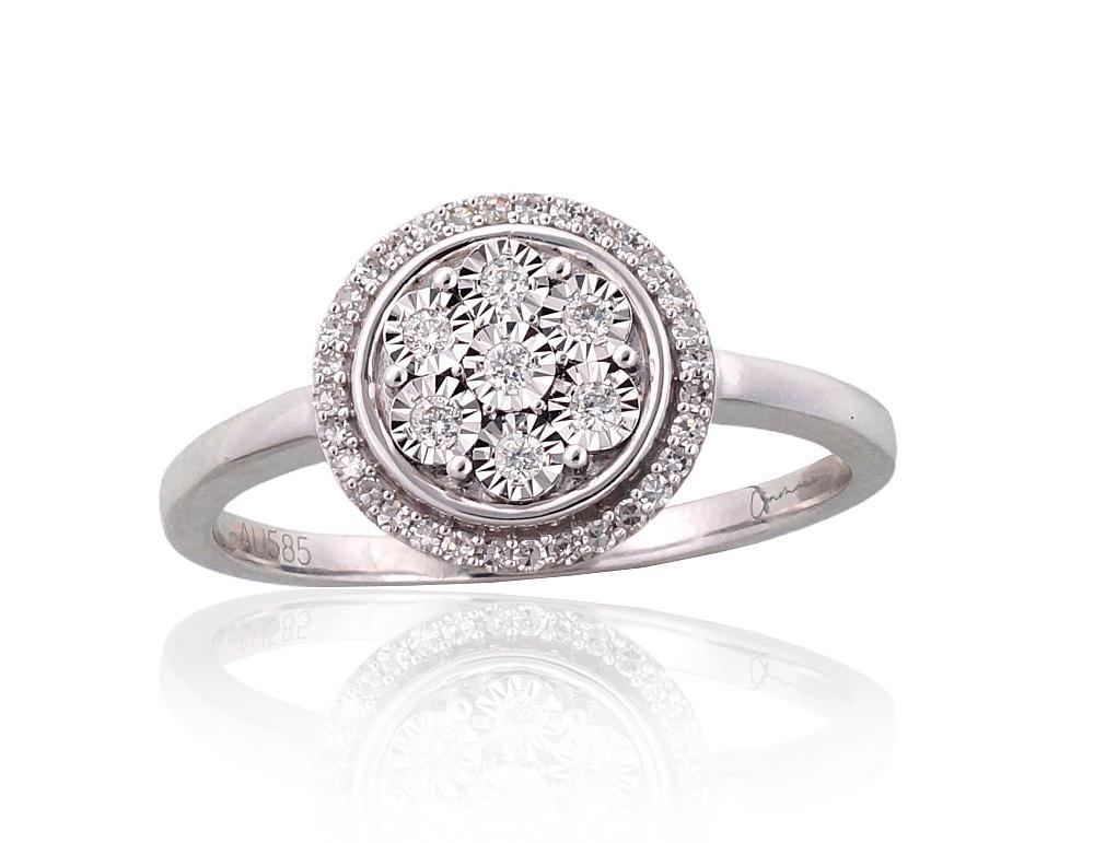 Pasipuosklt Auksinis žiedas su brangakmeniais. Metalas: Baltas Auksas ...