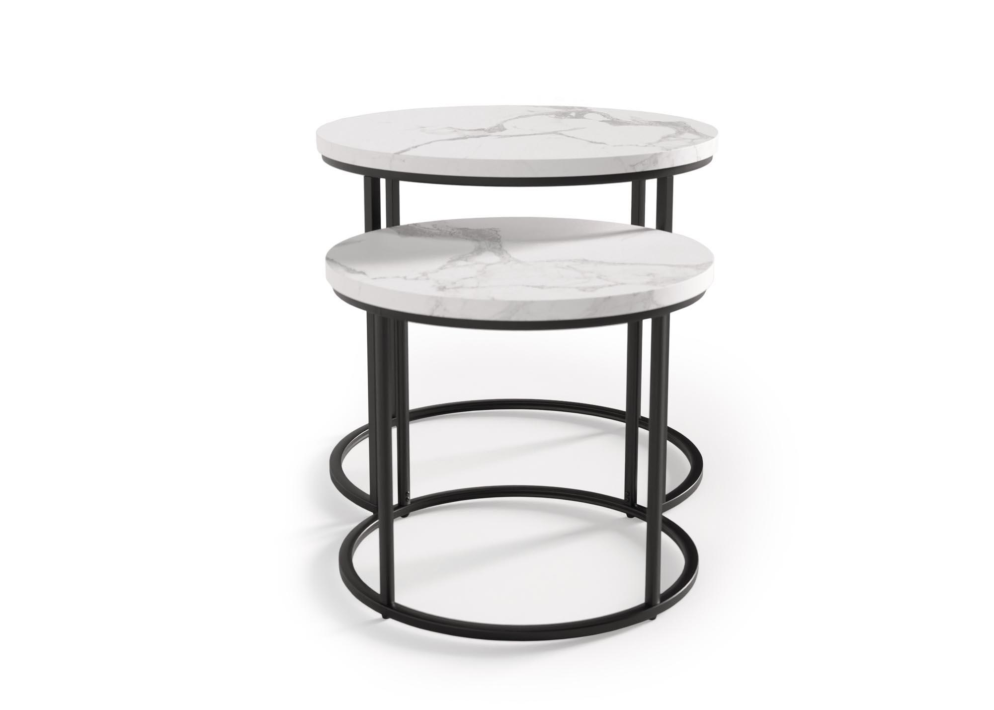 OREO set of two c. tables - baltas marble / juodas, žema kaina | Varle.lt