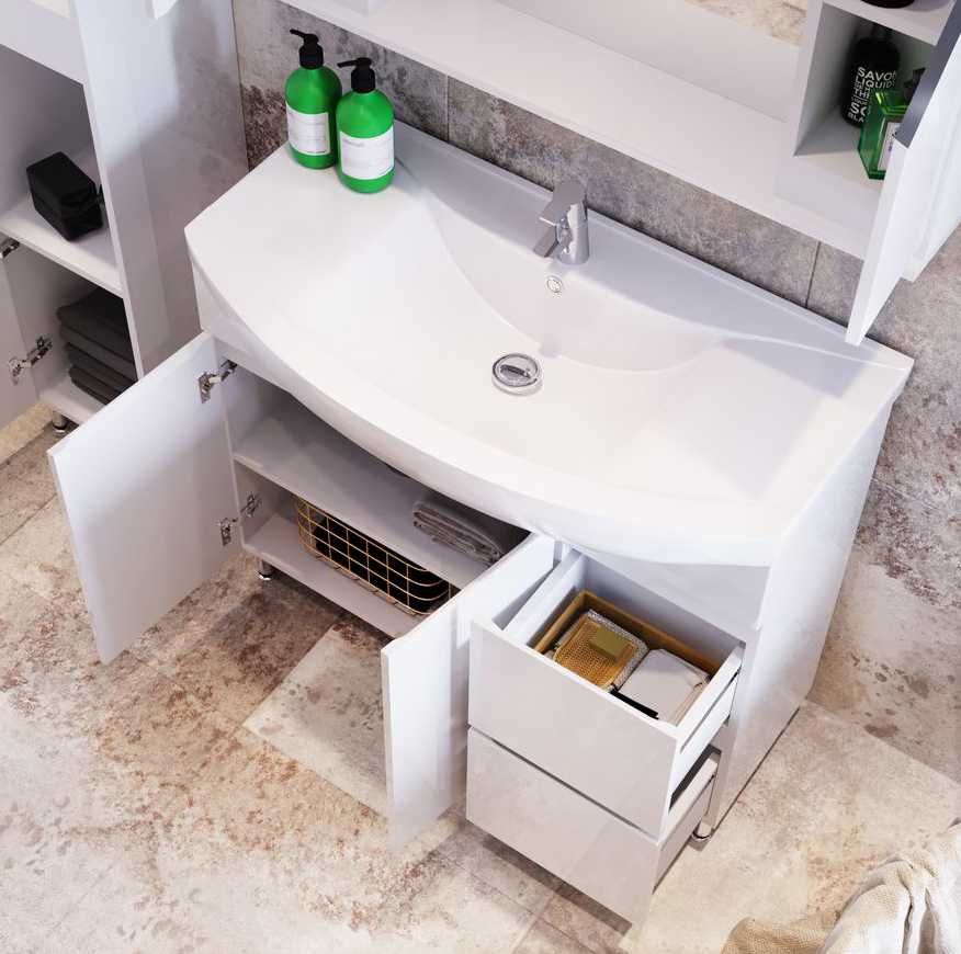 Vonios kambario spintelė su praustuvu MONIKA M4-95 balta, žema kaina | Varle.lt