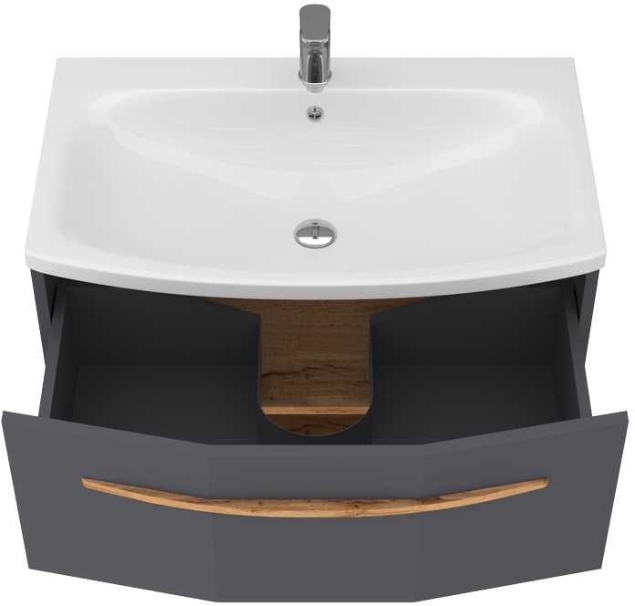 Vonios kambario spintelė su praustuvu STELLANTIS - 80 pilka pakabinama, žema kaina | Varle.lt