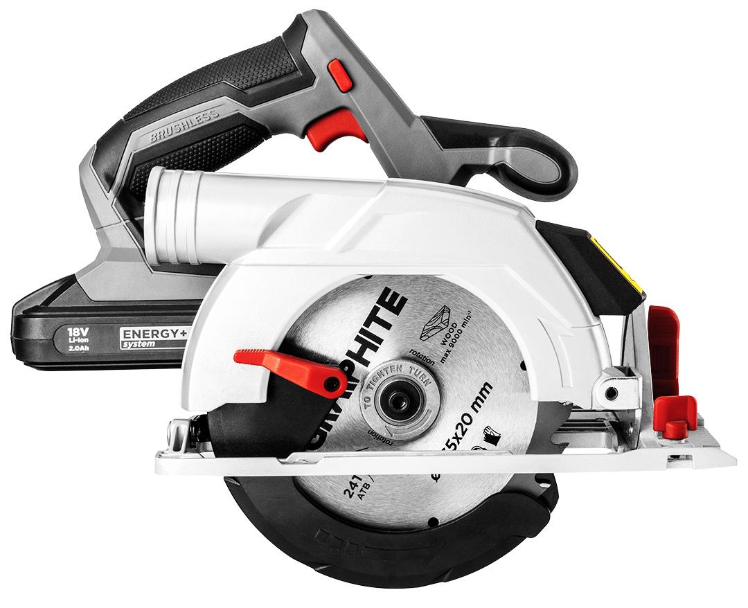 Graphite Akumuliatorinis diskinis pjūklas Energy + 18V, Li-Ion, 165 x 20 mm diskas, be ...
