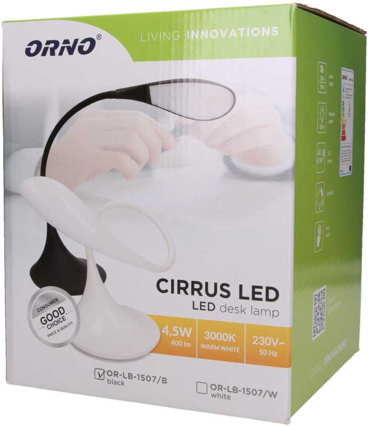ORNO Stalinė lempa CIRRUS LED Baltas 4,5W 15SMD, modelis - ‎OR-LB-1507/W, žema kaina | Varle.lt