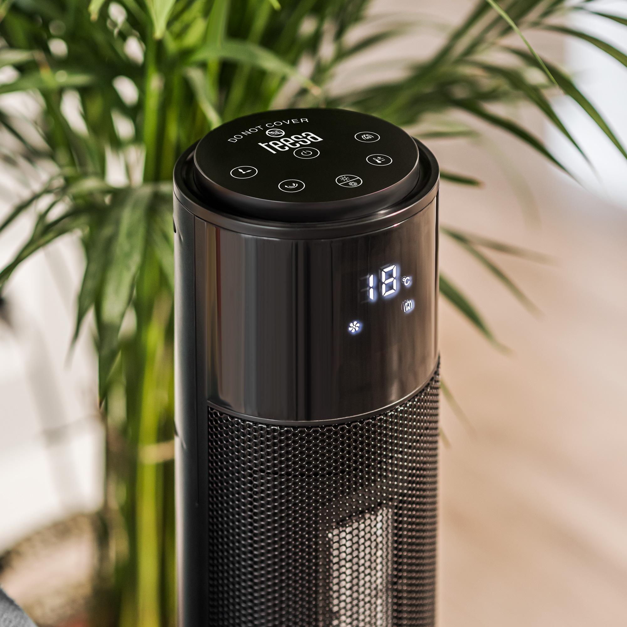 Teesa koloninis ventiliatoriaus šildytuvas PTC 1000 / 2000W su židinio ...