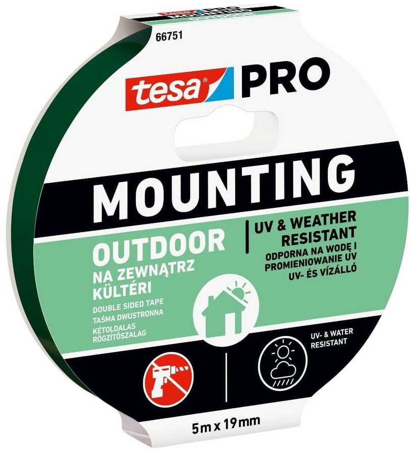 tesa Putplasčio montavimo juosta išorėje 5m: 19mm (iki 1kg / 10cm) Pro ...