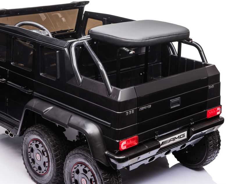 Dvivietis elektrinis džipas vaikams Mercedes 6x6 12V, juodas, žema ...