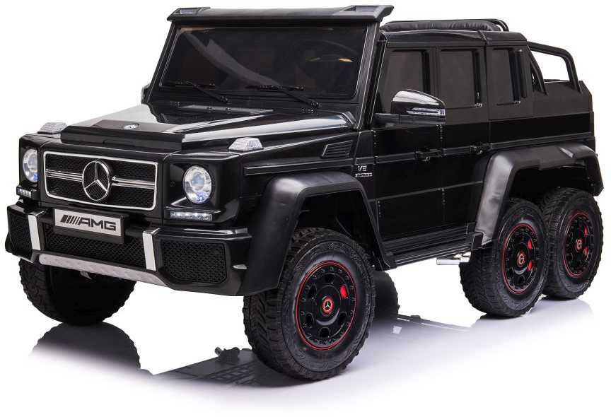 Dvivietis elektrinis džipas vaikams Mercedes 6x6 12V, juodas, žema ...
