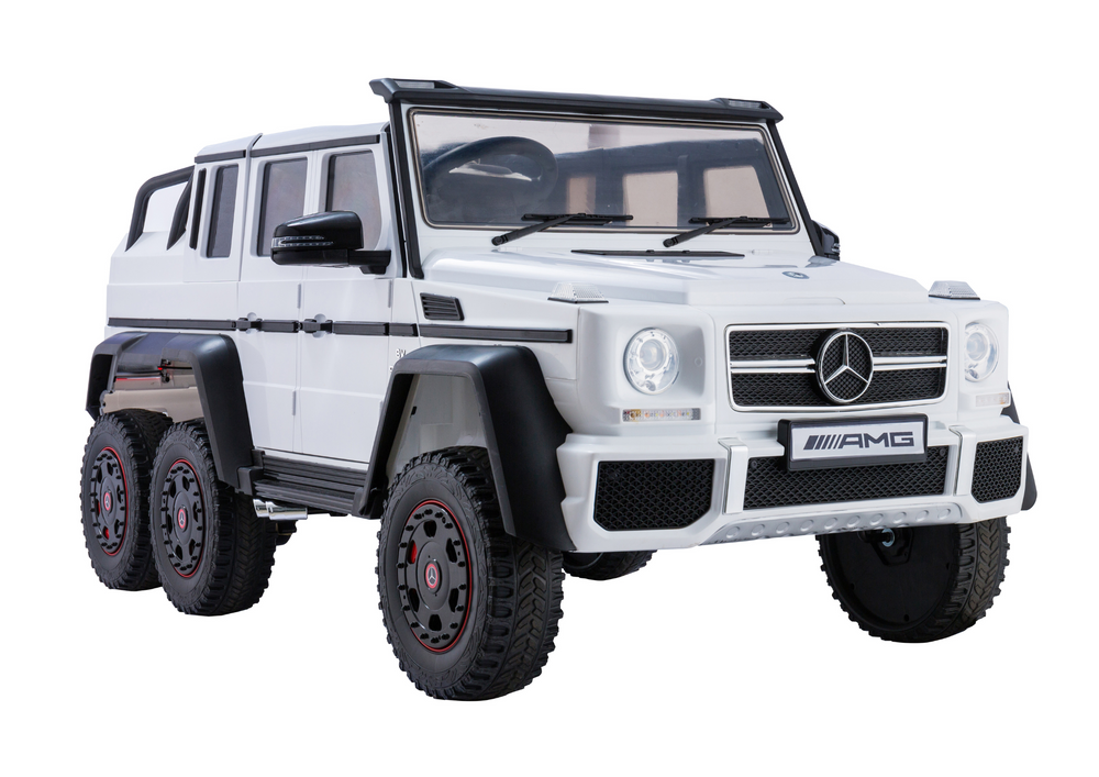 Dvivietis elektrinis džipas vaikams Mercedes G63 6x6, baltas, žema ...