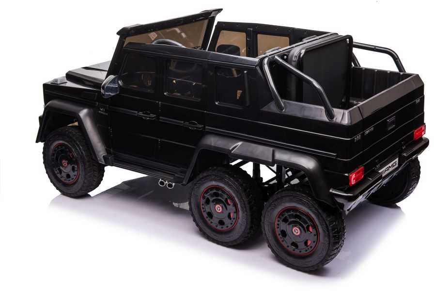 Dvivietis elektrinis džipas vaikams Mercedes 6x6 12V, juodas, žema ...