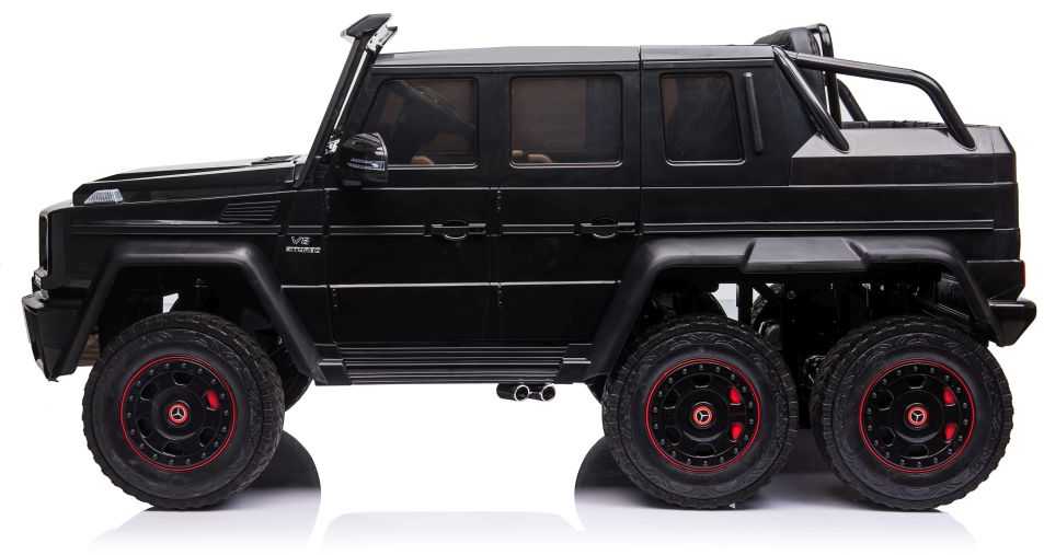 Dvivietis elektrinis džipas vaikams Mercedes 6x6 12V, juodas, žema ...