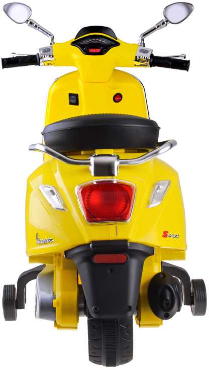 Motoroleris VESPA akumuliatorinis variklis vaikams, geltonas, žema ...