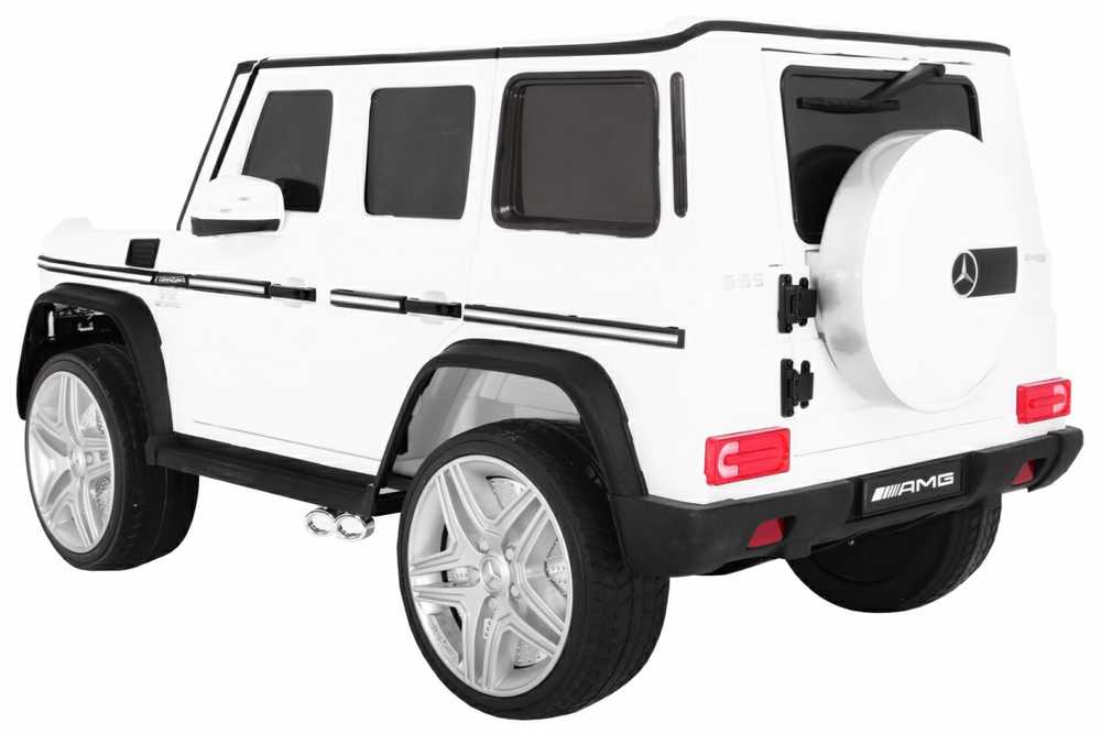 Vienvietis elektrinis džipas vaikams Mercedes Benz G65, baltas, žema ...