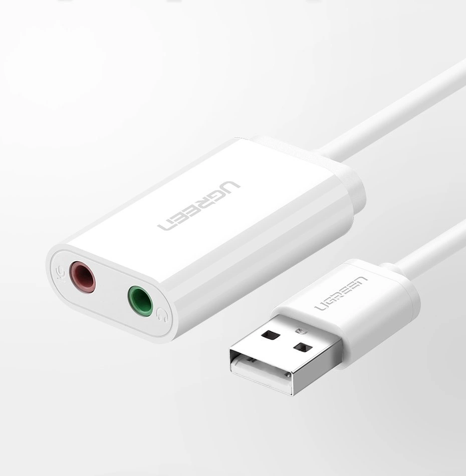 Išorinė USB garso plokštė UGREEN 15cm (juoda), modelis - 30724B, žema ...