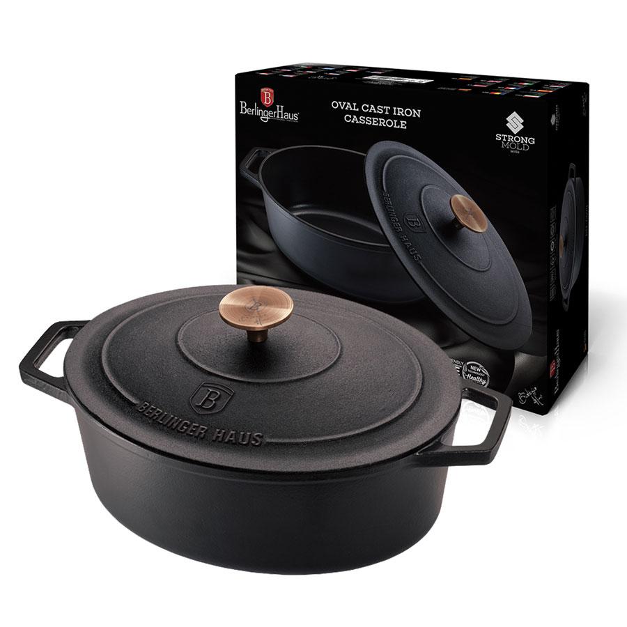 Berlinger Haus Ovalinis ketaus puodas, 30x22x12cm, 4,65L | Juodas Royal Collection BH / 6494 ...