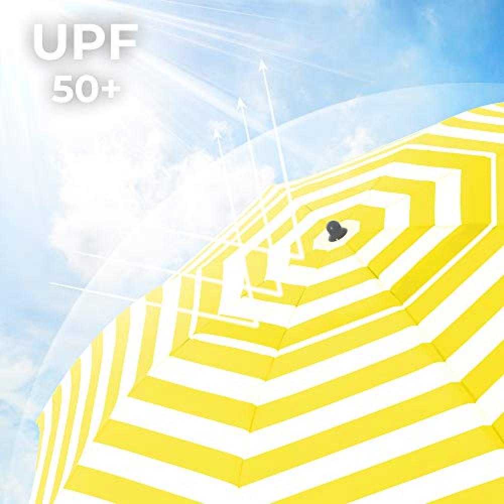 Songmics 2 m skėčiai, paplūdimio skėtis, apsauga nuo saulės su UPF 50 ...
