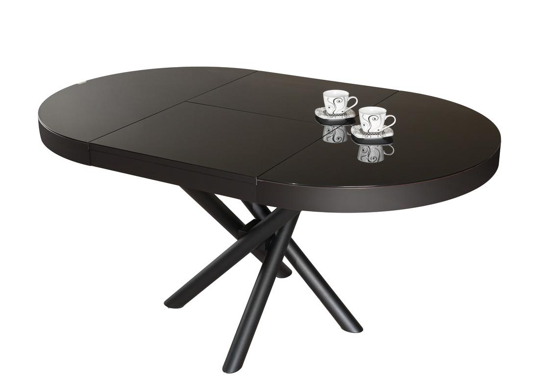 Išskleidžiamas apvalus valgomojo stalas Optimata 920SJ Juodas, modelis ...
