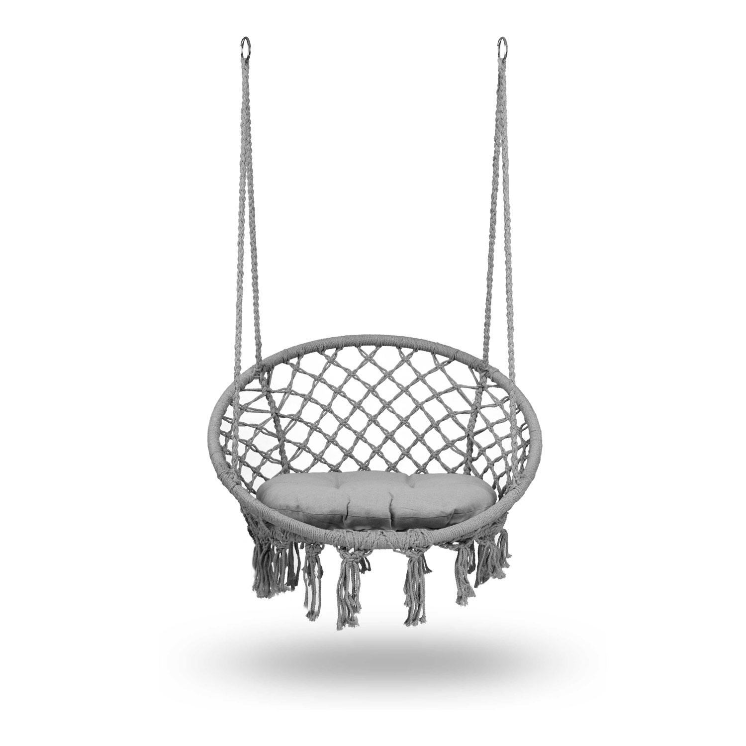 Boho pakabinamas krėslas -sūpynės su pagalve, pilka, modelis - 290010 ...