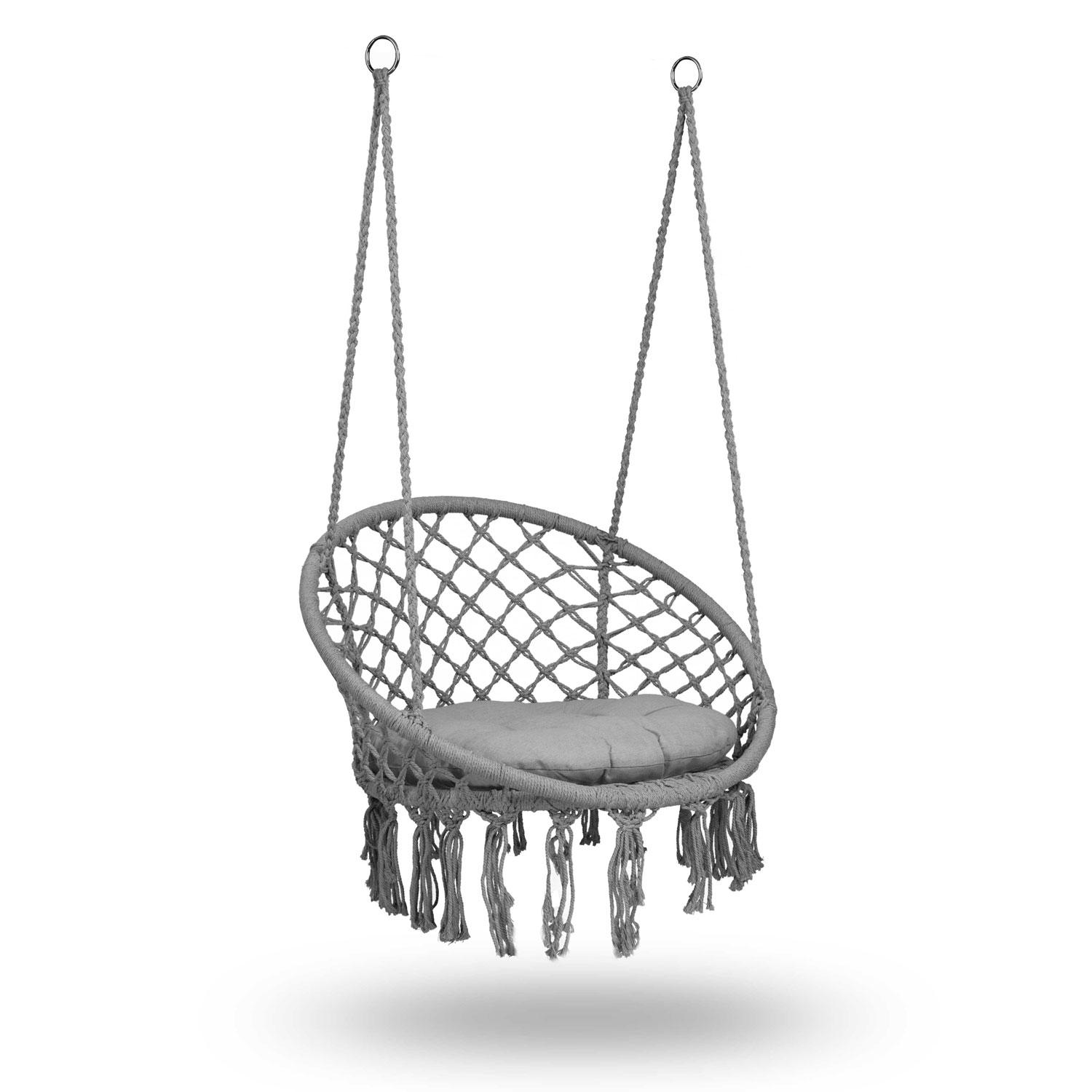 Boho pakabinamas krėslas -sūpynės su pagalve, pilka, modelis - 290010 ...
