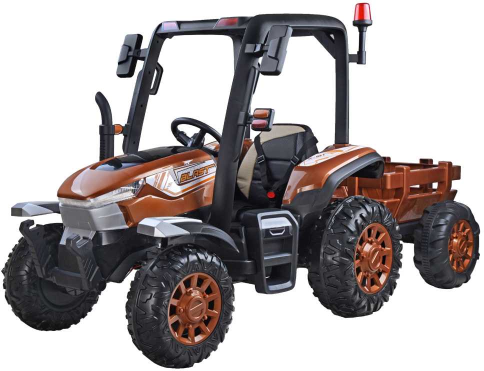 Didelis elektrinis traktorius su priekaba 4x4, PA0266, žalias, žema ...