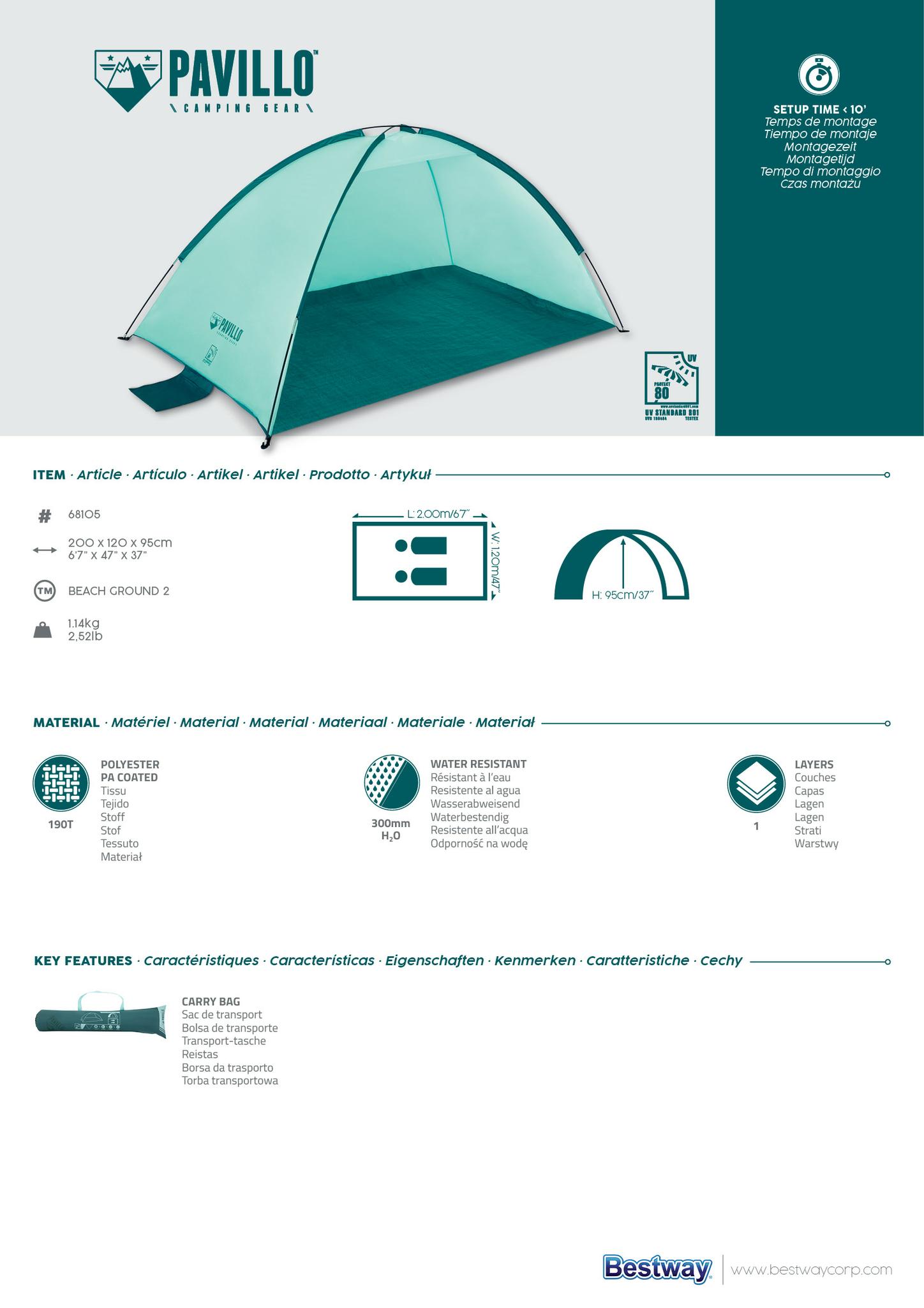 Bestway® Pavillo™ Ground 2 paplūdimio palapinė 68105, modelis - 68105 ...