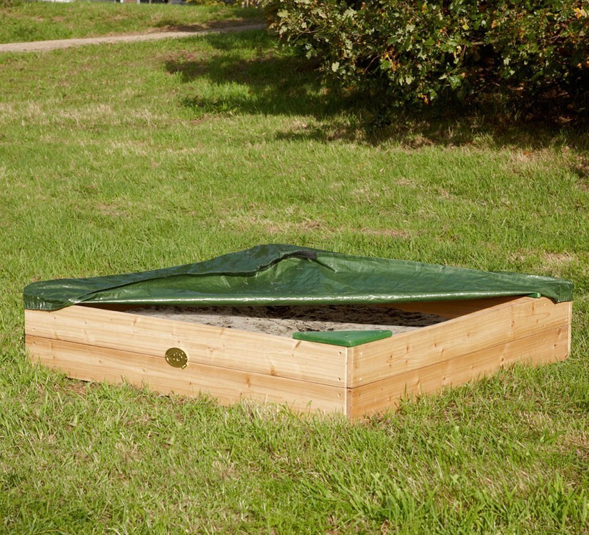 AXI medinė smėlio dėžė + priedų laikymo dėžutė + brezentas, žema kaina ...