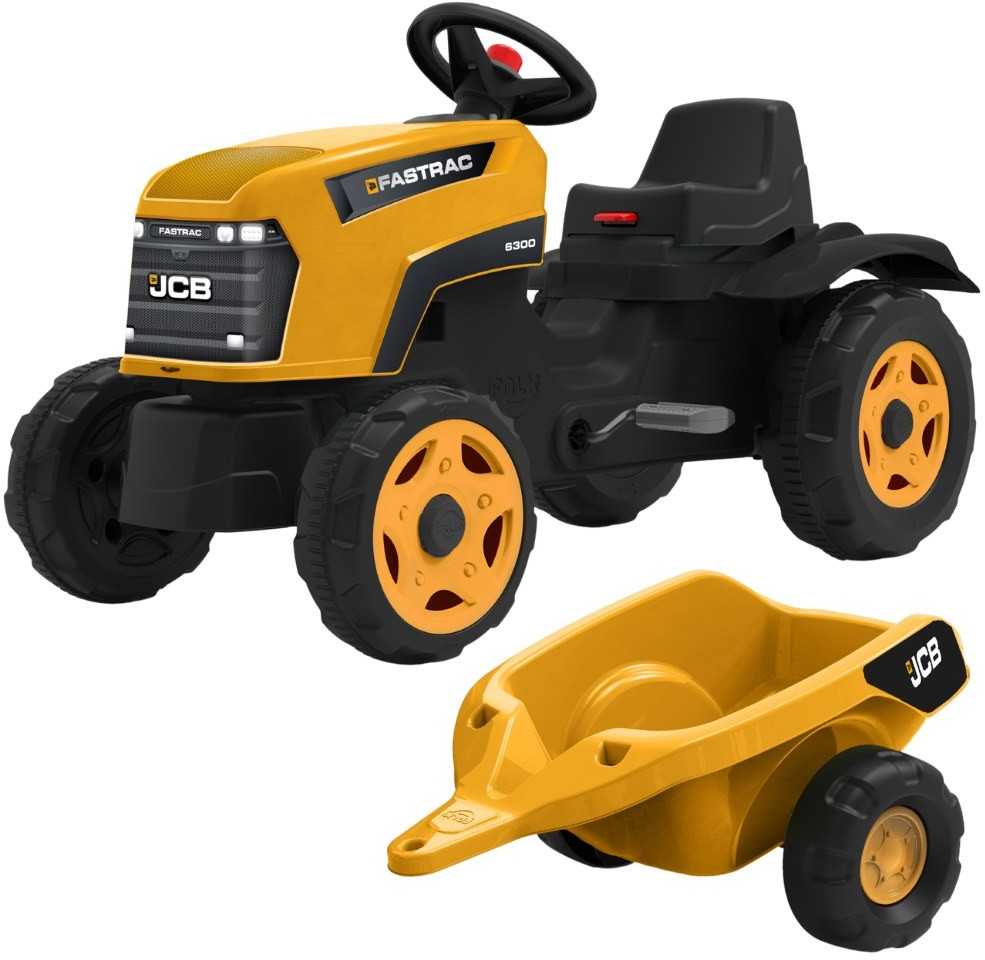 FALK JCB Fastrac Pedal Tractor with Trailer, Opening Bonnet, 2-6 Years ...
