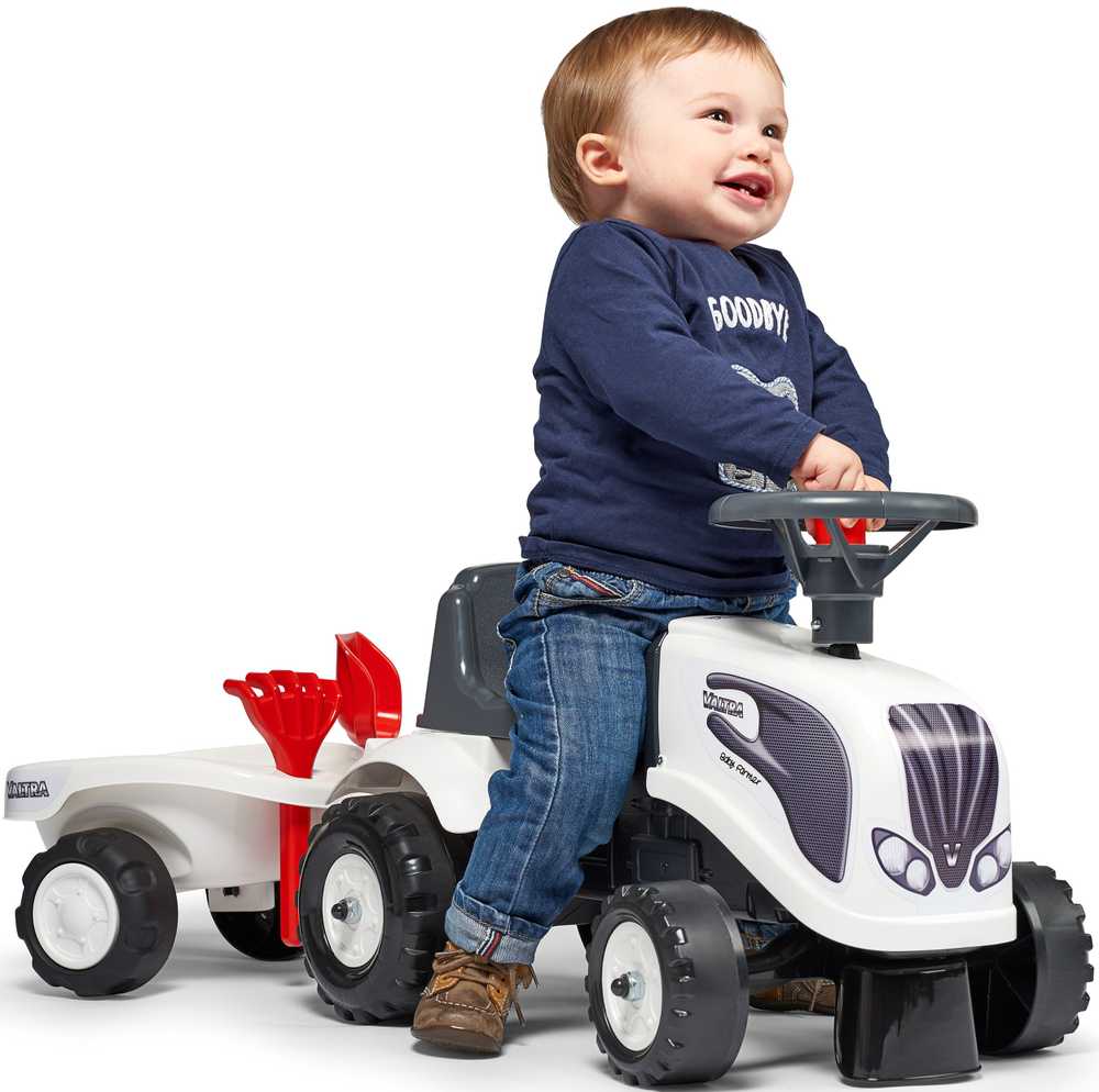 FALK Tractor Baby Valtra Baltas su priekaba + priedais nuo 1 metų, žema ...