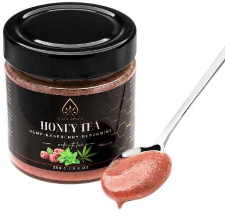 Honey tea with raspberries, peppermint and hemp, 250gr, žema kaina ...