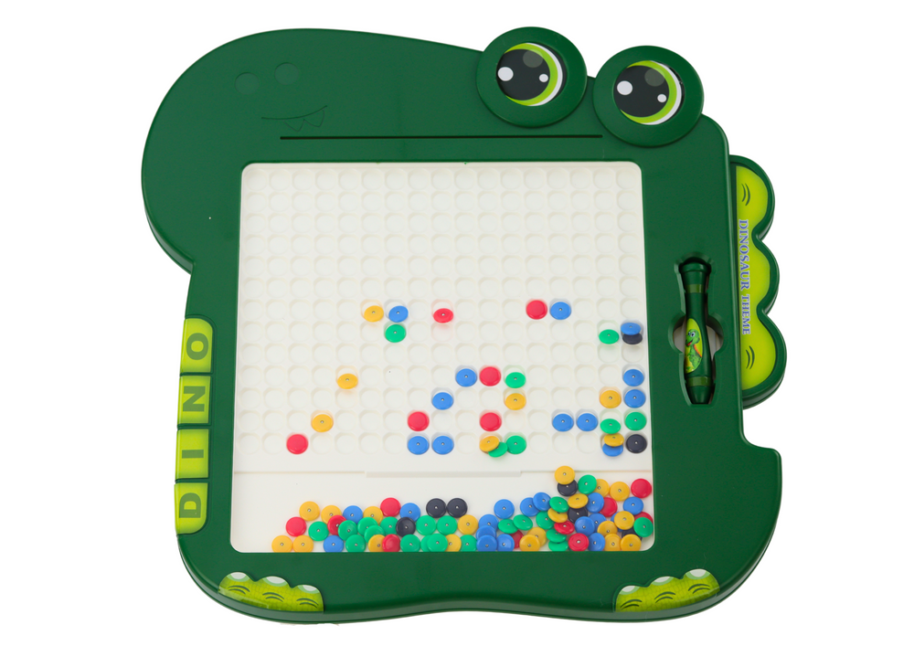 Lean Toys Educational Magnetic Board Dinosaur Pad Puzzle Green Beads ...