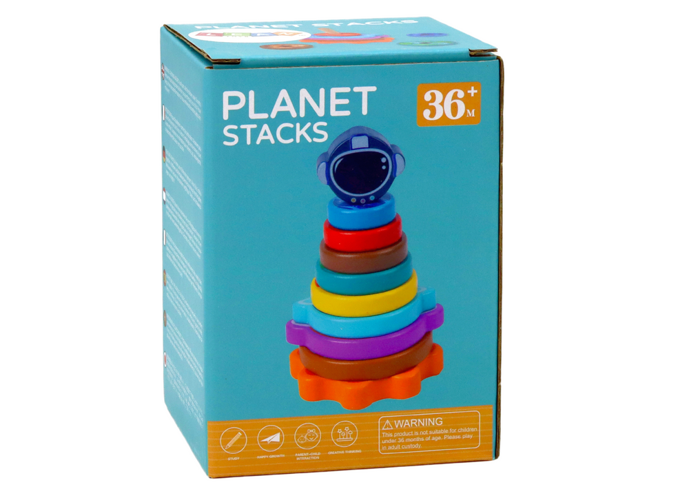 Lean Toys Pyramid Sorter Wooden Pyramid Puzzle Planets Space 10 pieces ...