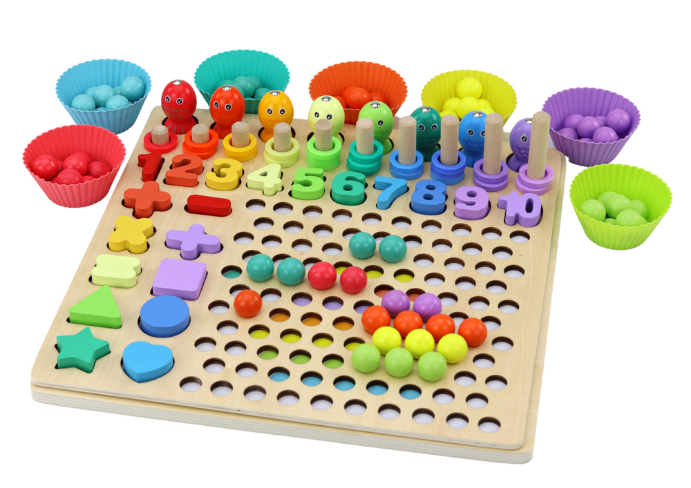 Lean Toys Wooden Puzzle Learning Counting Sorter Fishing, žema kaina ...
