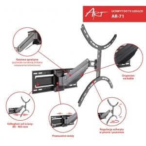 ART RAMT AR-71 ART Laikiklis AR-71 LCD / LED 23-55 25kg reg. vertikali ...