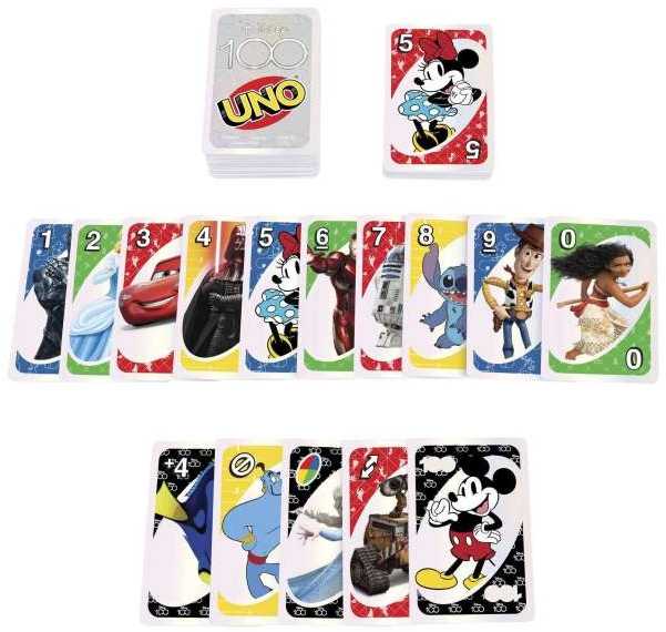 Mattel UNO kortos, skirtos „Disney“ 100-mečio jubiliejui, modelis ...