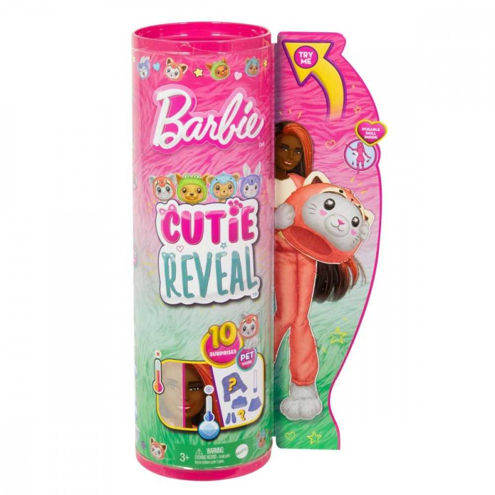 Mattel Barbie Doll Cutie Reveal Cat-Panda Raudona Animal Costumes ...