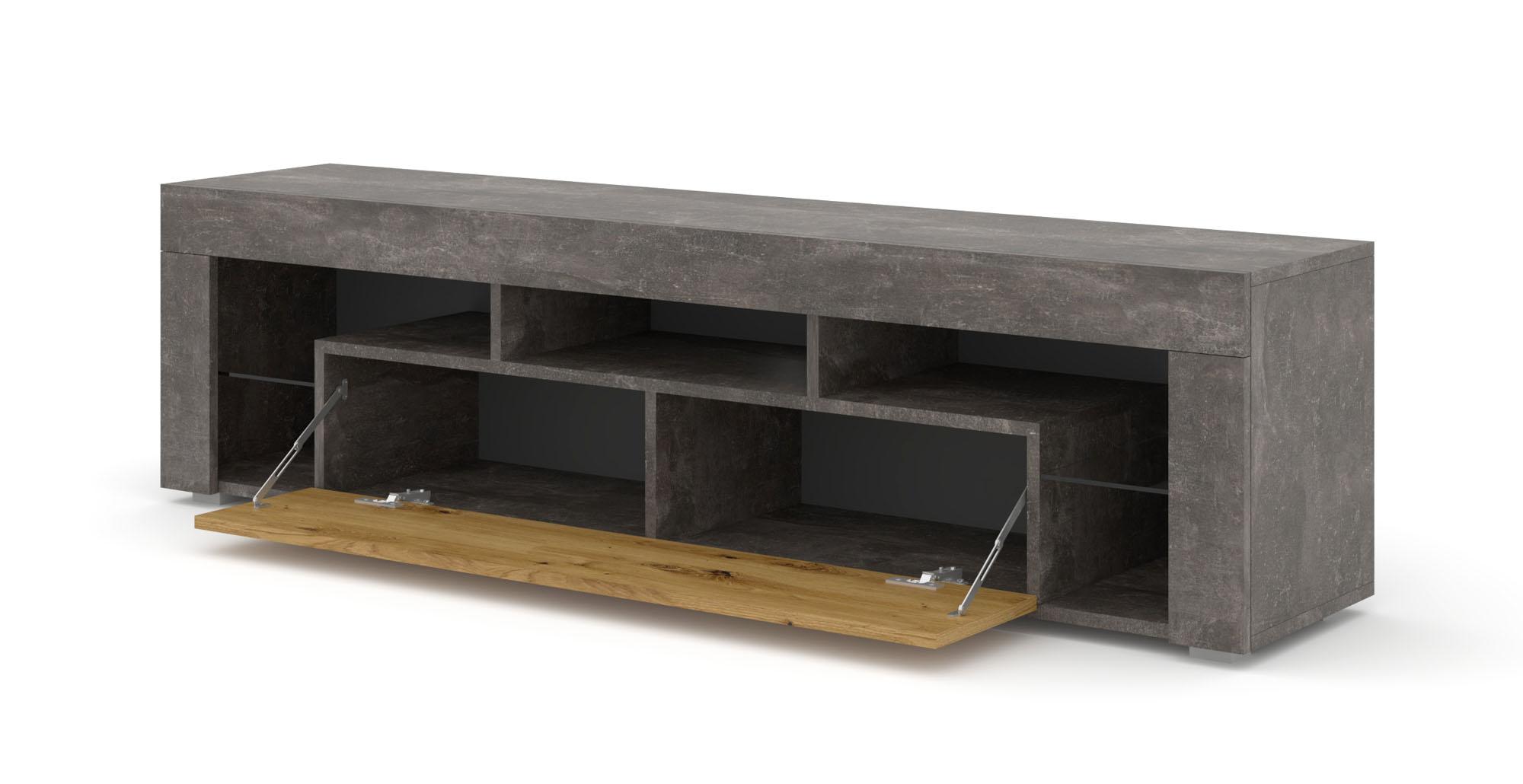 Kaya 160 cm universalus sieninis RTV spintelės tamsaus betono / ąžuolo ...