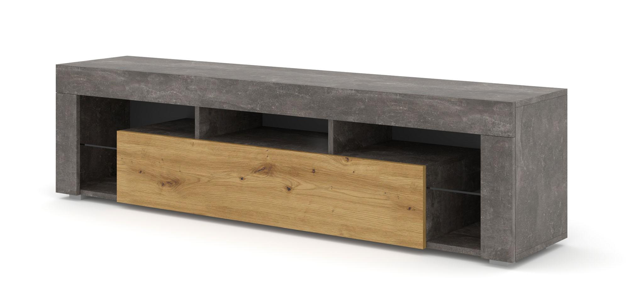 Kaya 160 cm universalus sieninis RTV spintelės tamsaus betono / ąžuolo ...