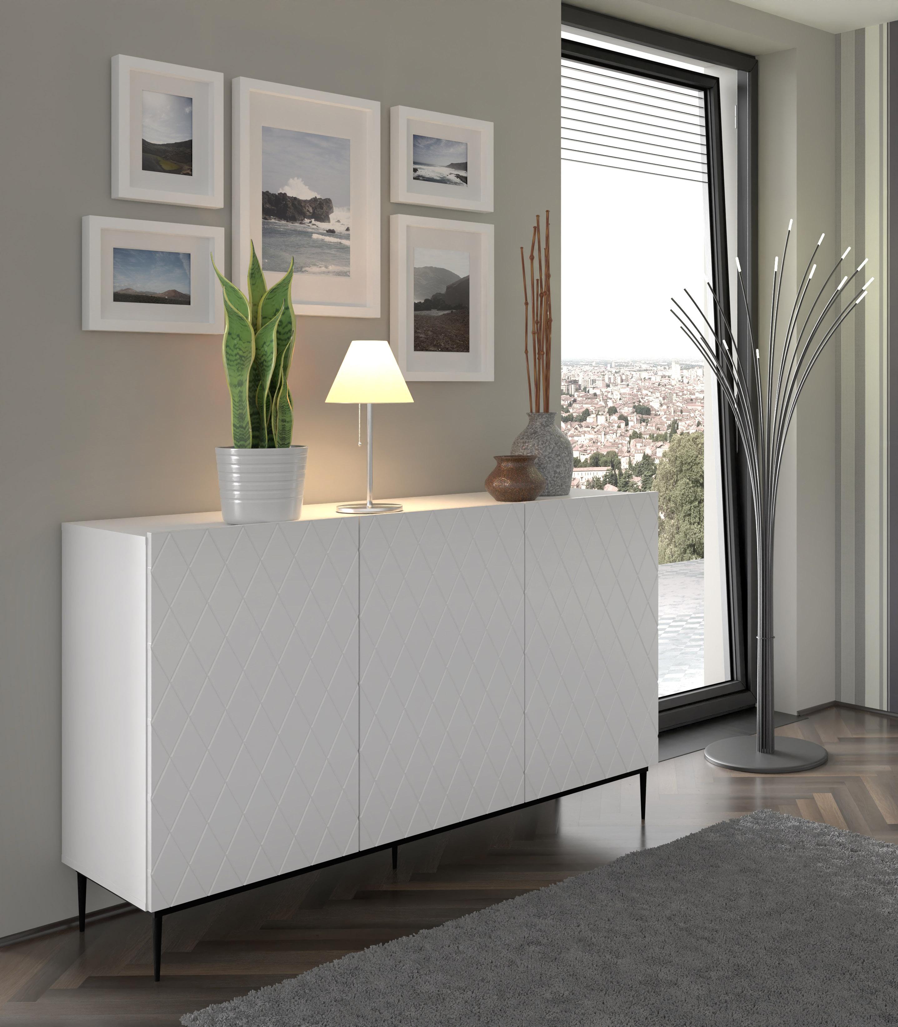 Stalčių skrynia, Diuna 3D 145 cm balto demblio MDF, žema kaina | Varle.lt