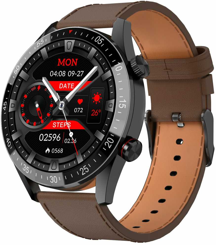 Išmanusis laikrodis Gravity GT4-6, Juodos spalvos korpusas su rudos spalvos dirželiu, modelis ...