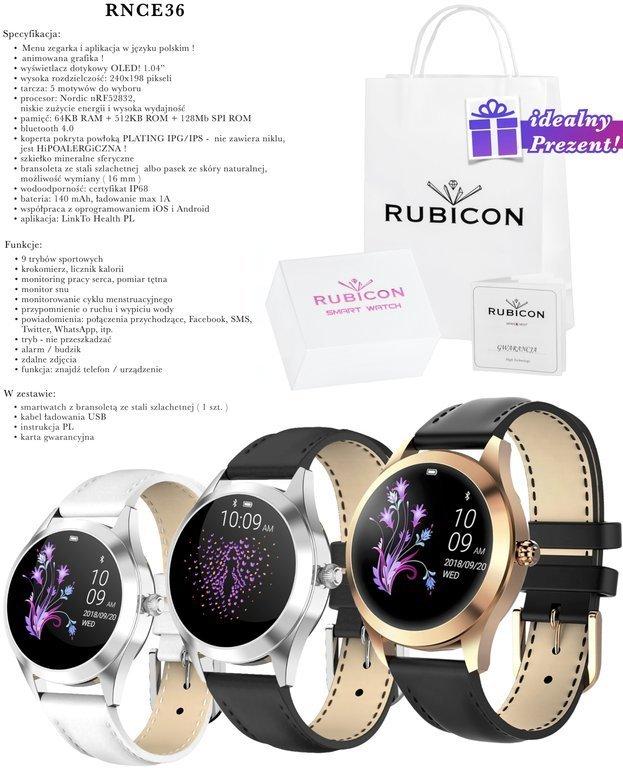 Išmanusis laikrodis Rubicon RNAE36, Sidabro spalvos korpusas su juodos spalvos dirželiu, modelis ...