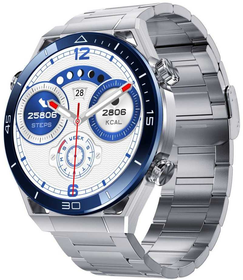 Išmanusis laikrodis DT NO.1 DT Ultra Mate, Sidabrinės spalvos su mėlynos spalvos korpuso apvadu ...