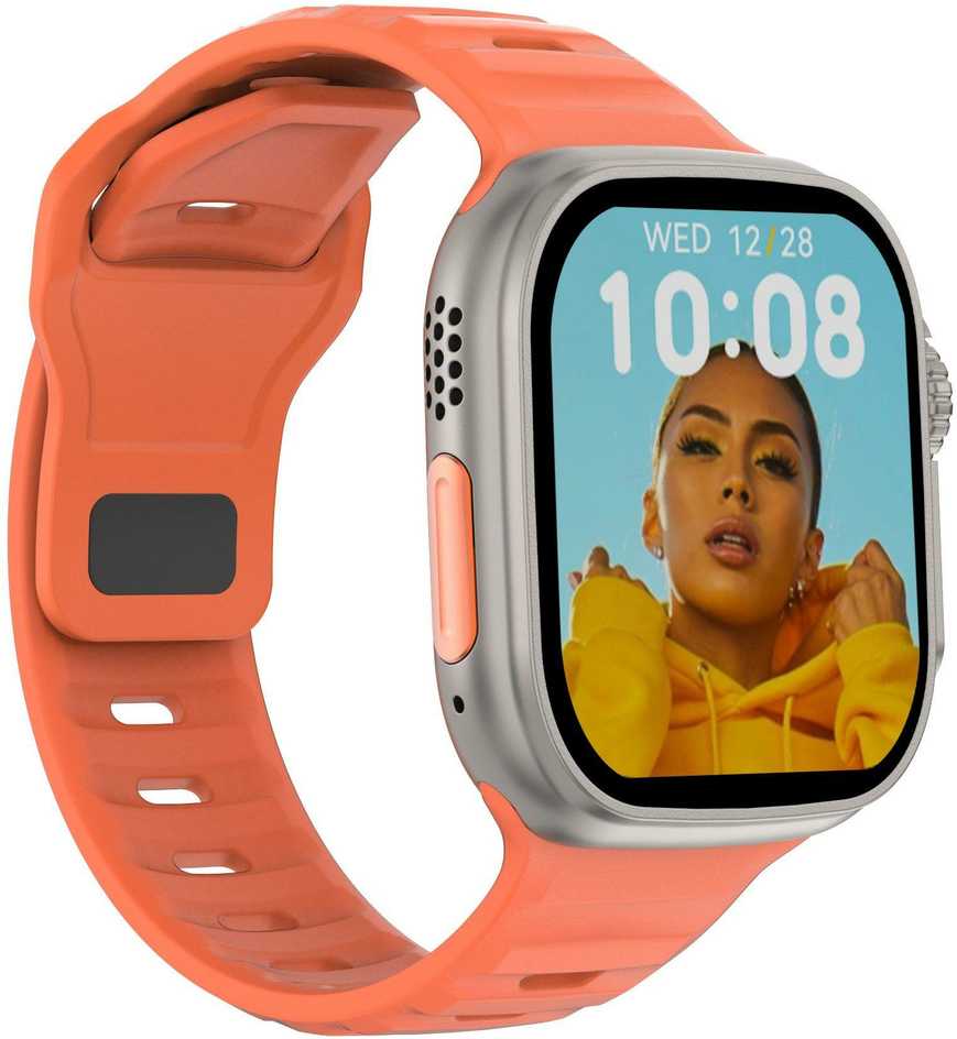 Išmanusis laikrodis DT NO.1 DT8 Ultra NFC, Sidabrinės spalvos korpusas su oranžinės spalvos ...