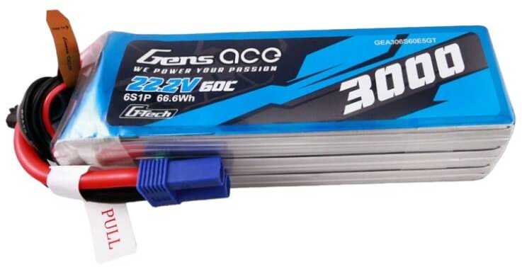 Gens ace G-Tech 3000mAh 22.2V 60C 6S1P Lipo baterijų paketas su EC5 ...