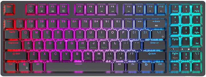 Mechaninė klaviatūra Royal Kludge RK92 RGB, rudas jungiklis (juodas ...