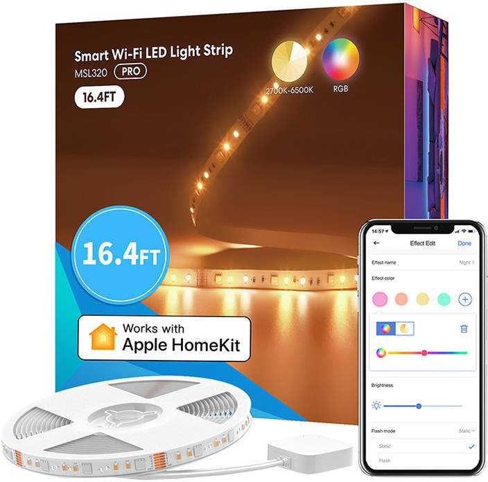 Smart Wi-FI LED Strip with RGBWW Meross MSL320 (5 meter) HomeKit ...