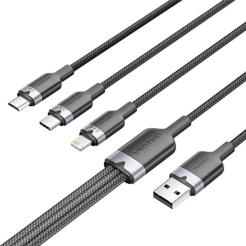 USB 2.0 A tipo kištukas į 3 viename USB-C, Lightning ir Micro-B tipo ...